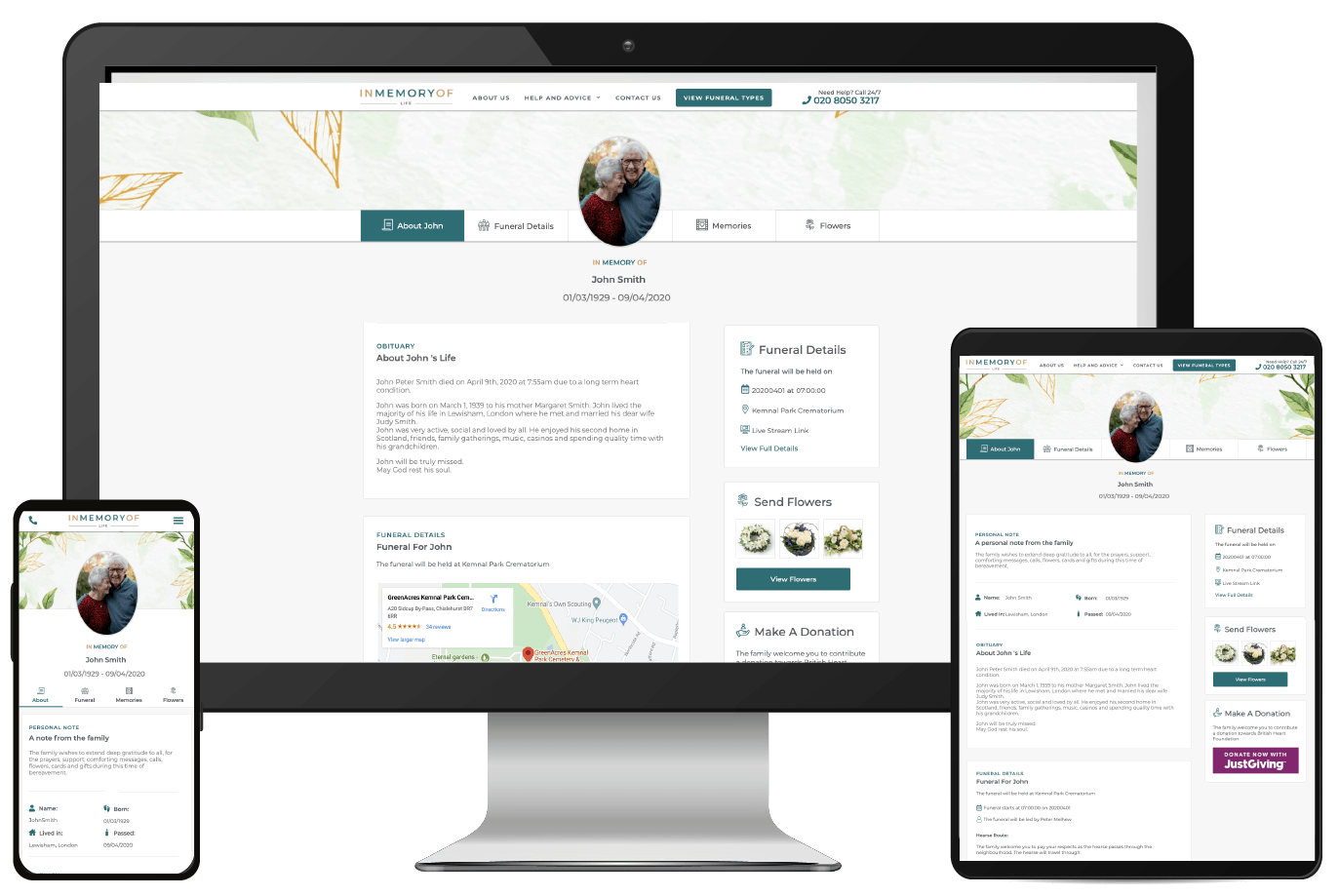 Free Memorial Page - In Memory Of Life Funerals